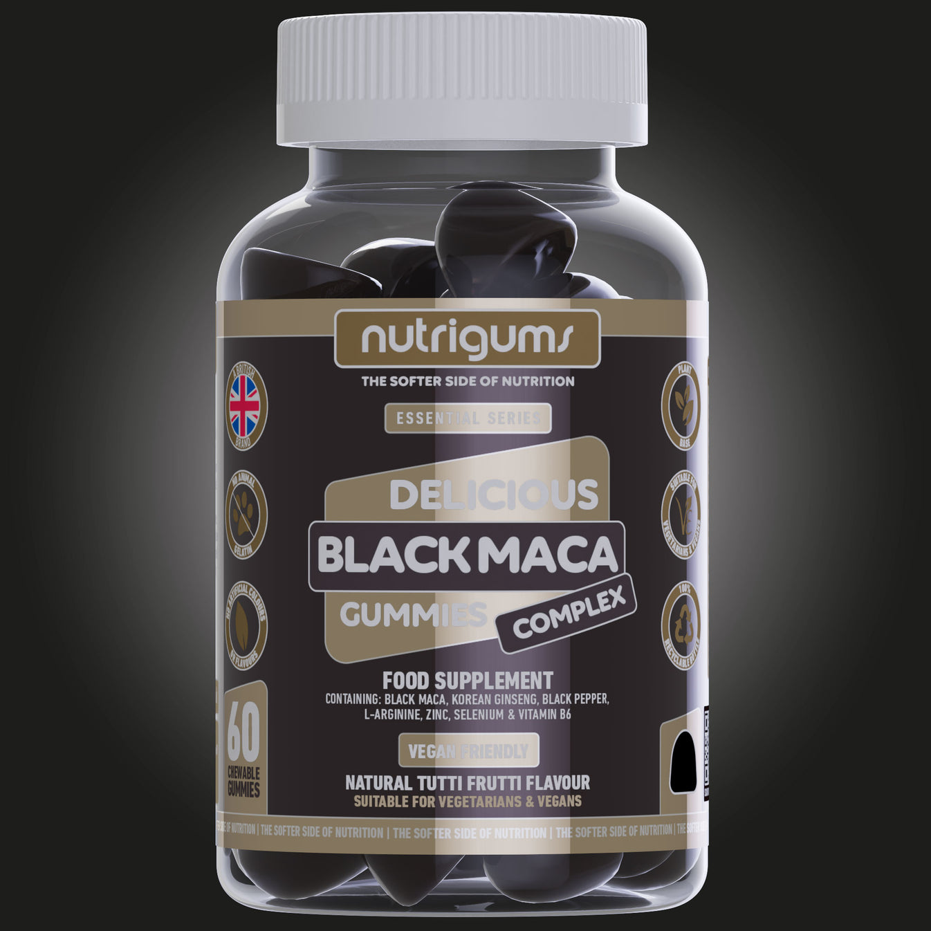 Black Maca Root Complex - Light Spiced Tutti Frutti Flavour - 60 Vegan ...
