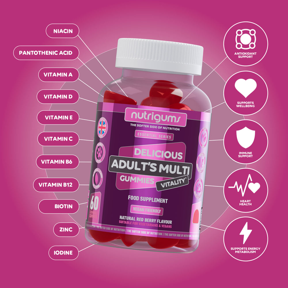 Adult's Multi Vitality - 60 Vegan Gummies – Nutrigums - Vitamin Packed ...