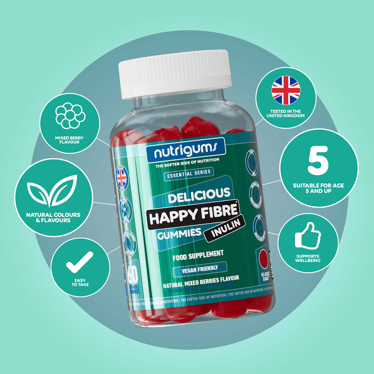 Happy Fibre (Inulin) Chicory Root - 60 Vegan Gummies – Nutrigums ...