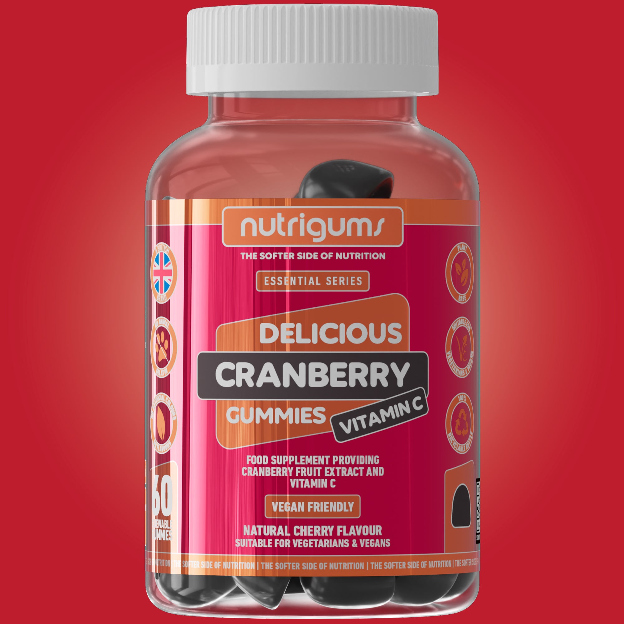 Cranberry & Vitamin C - Cherry Flavour - 60 Vegan Gummies – Nutrigums ...