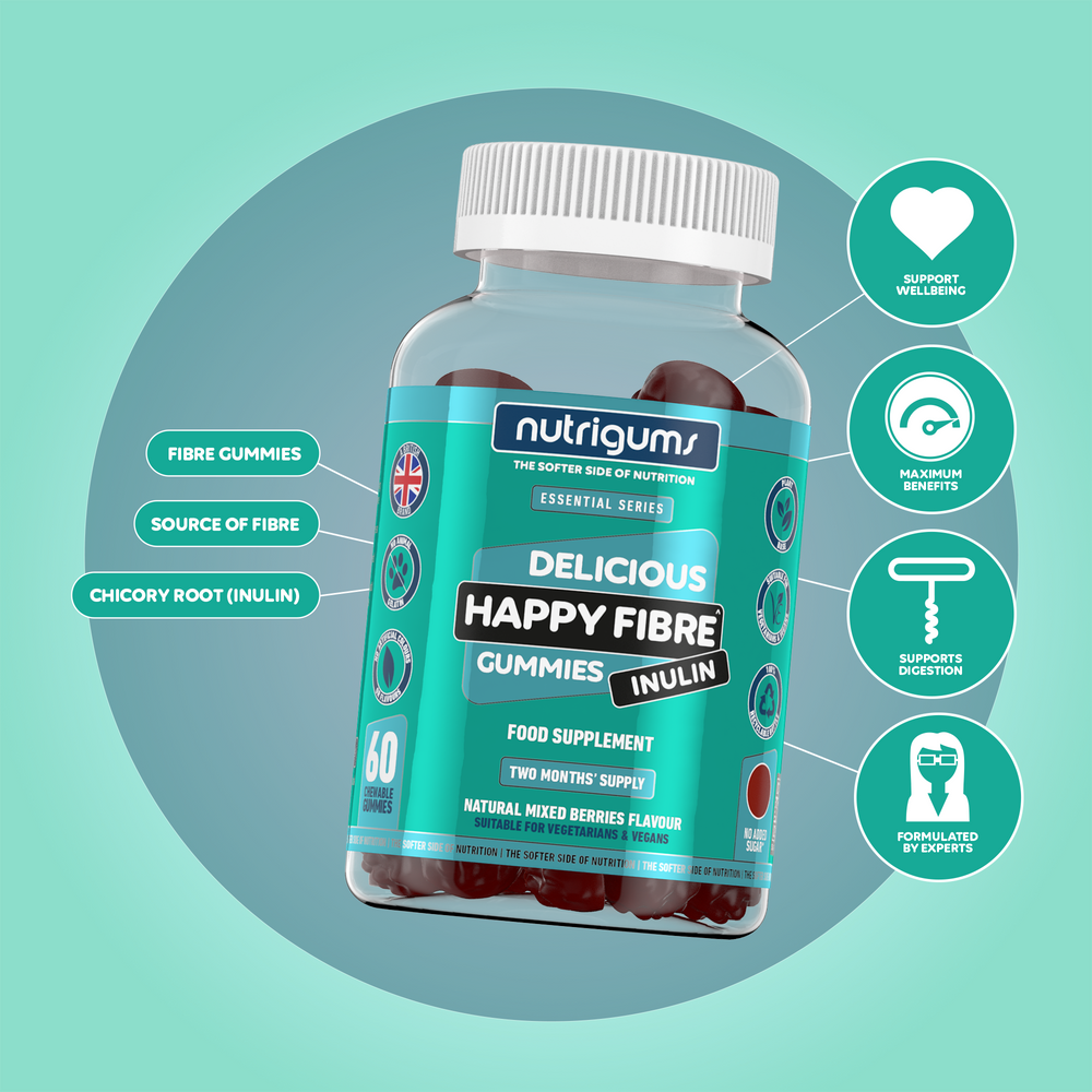 Happy Fibre (Inulin) Chicory Root - 60 Vegan Gummies – Nutrigums ...